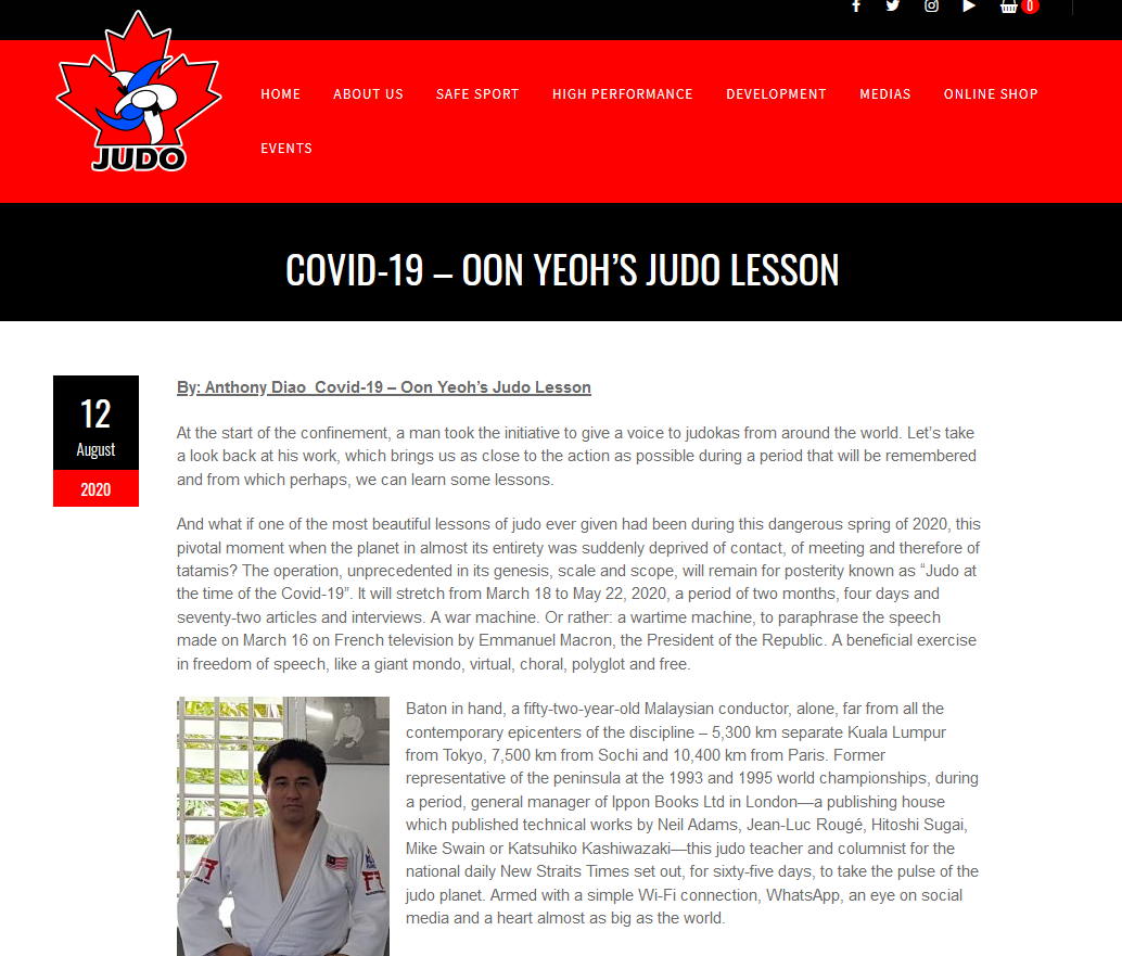 Interview for Judo Canada's website - KL Judo